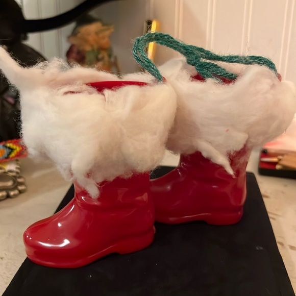 Holiday | 2 Mcm Hard Plastic Christmas Santa Boots Candy Containers ...